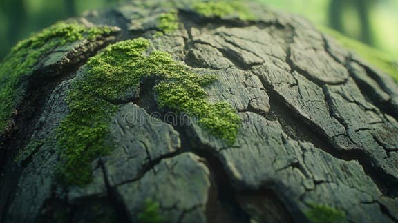 Mossy Tree Bark Texture Close Up Stock Illustration - Illustration of ...
