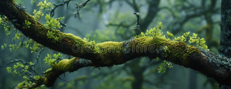 Mossy Tree Branch in Forest Stock Photo - Image of canopy, green: 308907800