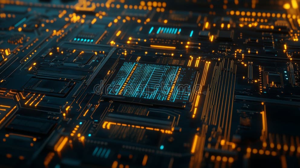 The Most Advanced Computer Processor on a Detailed Blueprint Stock ...