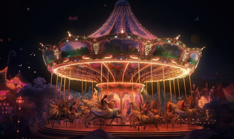 Most Amazing Magical Carousel with Detailed Craftsmanship Stock ...