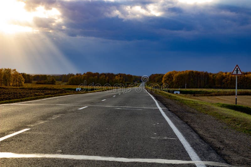 Most Asphalt Road. Shallow Depth of Field Stock Image - Image of color ...