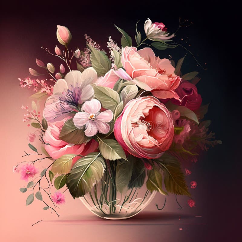 The Most Beautiful Flower Bucket Ever Stock Illustration - Illustration ...