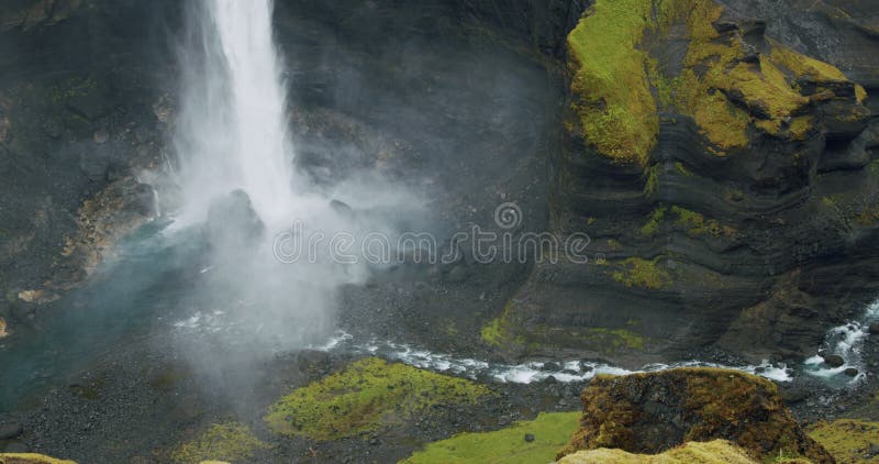 Most Beautiful Haifoss Waterfall in Iceland Highland Stock Video ...