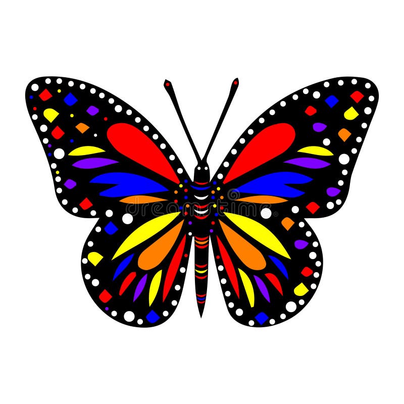 Most Colorful Butterfly Vector Stock Vector - Illustration of black ...