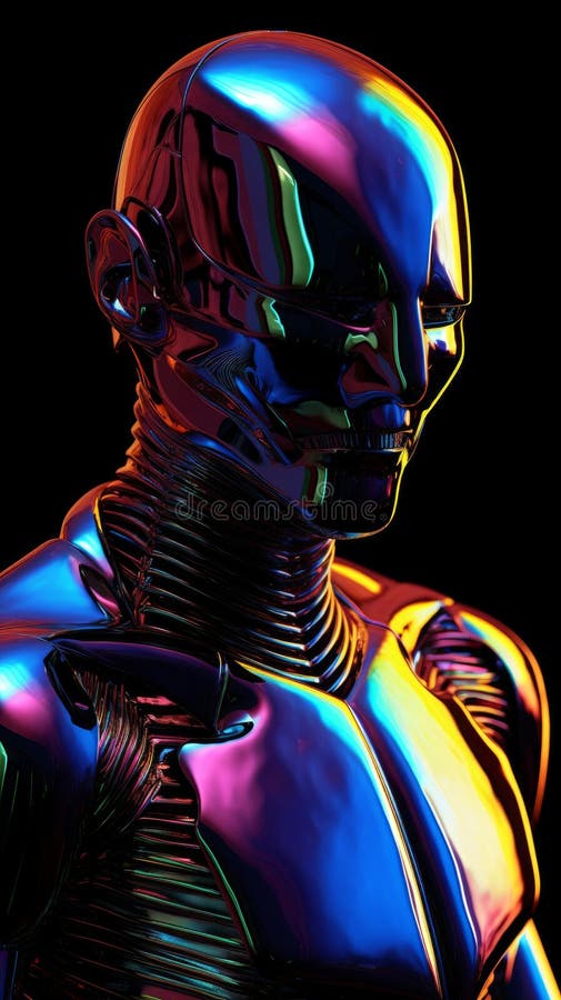 Most Dangerous Android Being on Black Background Generative AI Stock ...