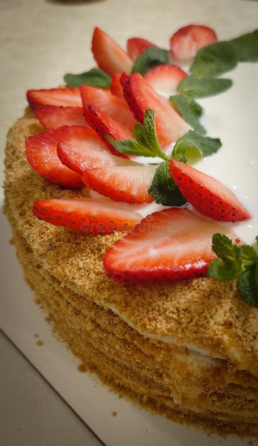 The Most Delicious Breakfast, Strawberry Cake Stock Photo - Image of ...