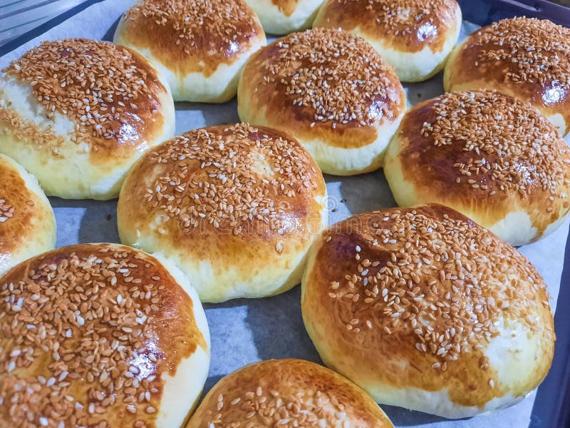 The Most Delicious Homemade Sesame Buns. Stock Image - Image of ...