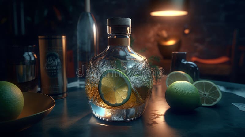 Most Delicious Tequila Bottle Light Particles Generative AI Stock ...
