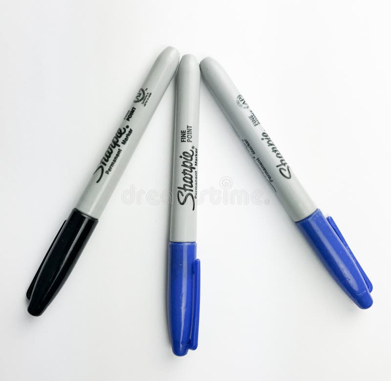 Blue and Black Sharpie Markers Editorial Photo - Image of everyday ...