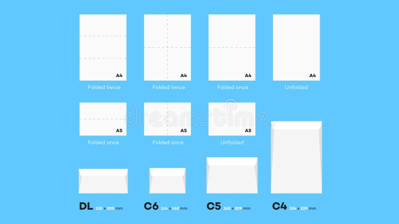 Most Envelopes Guide with A4 Paper Blanks. Vector Template Stock Vector ...