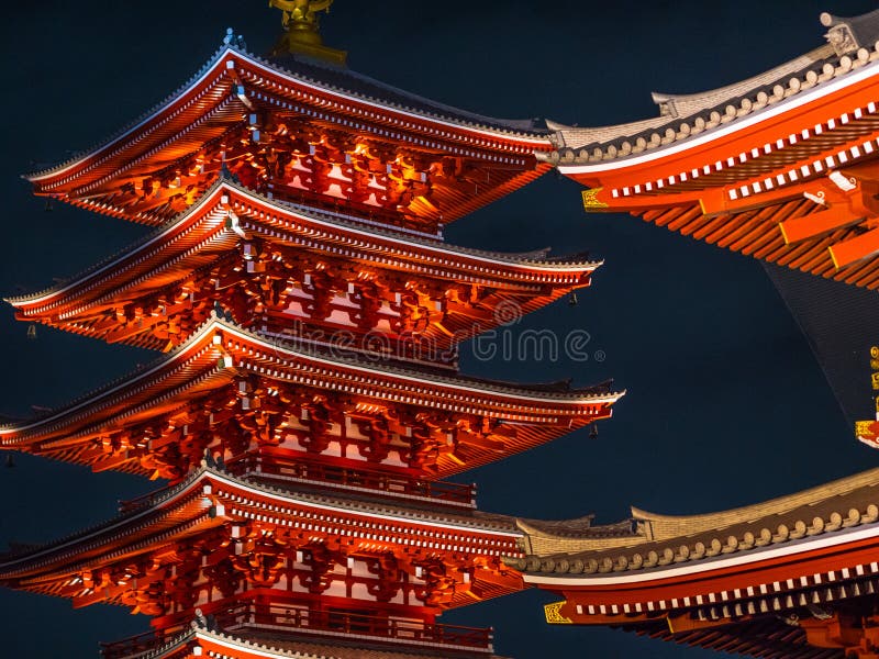 Most Famous Temple in Tokyo - Senso-Ji Temple at Night Stock Photo ... Most Famous Temple in Tokyo - Senso-Ji Temple at Night Stock Photo ...