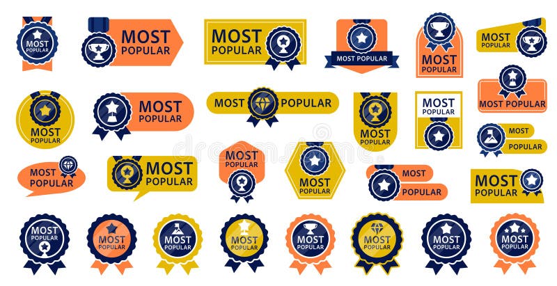 Most Popular Badge Collection for Promotion. Editable Set of Labels and ...