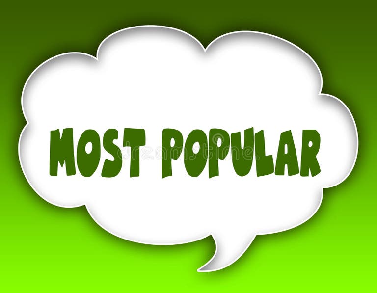 MOST POPULAR Message on Speech Cloud Graphic. Green Background Stock ...
