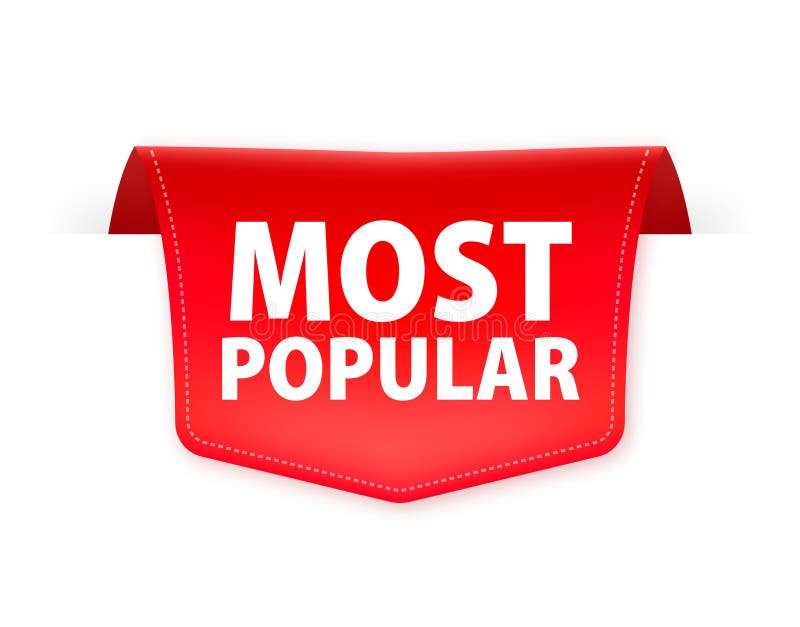 Most Popular Red Label with Ribbon. Vector Illustration Stock Vector ...