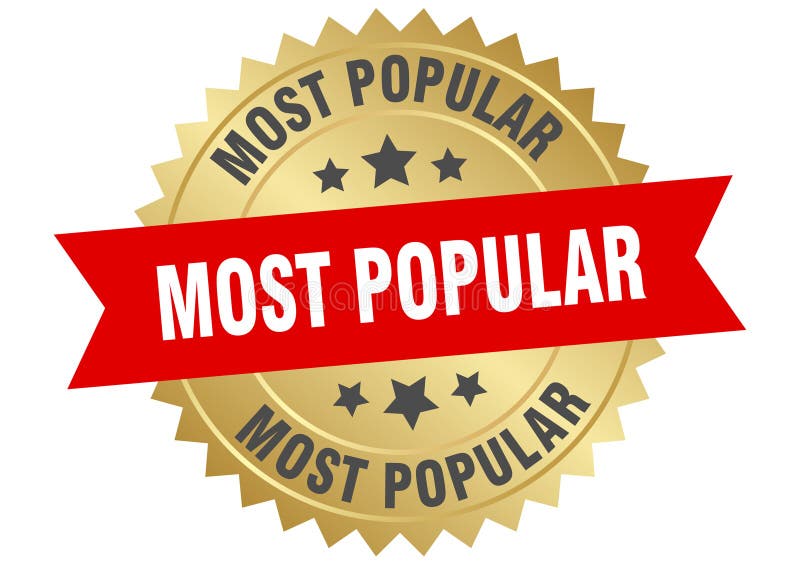 Most Popular. Most Popular Round Red and Gold Label Isolated on ...