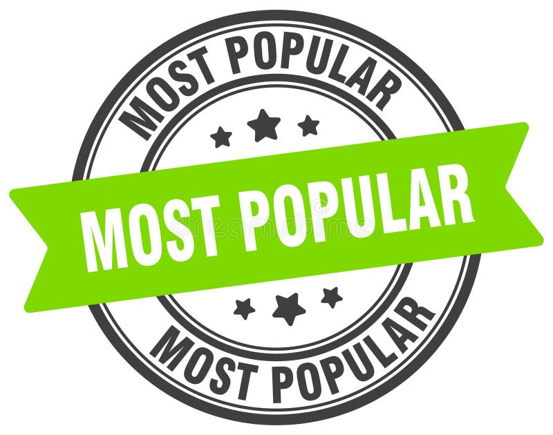 Most Popular Stamp. Most Popular Label on Transparent Background. Round ...