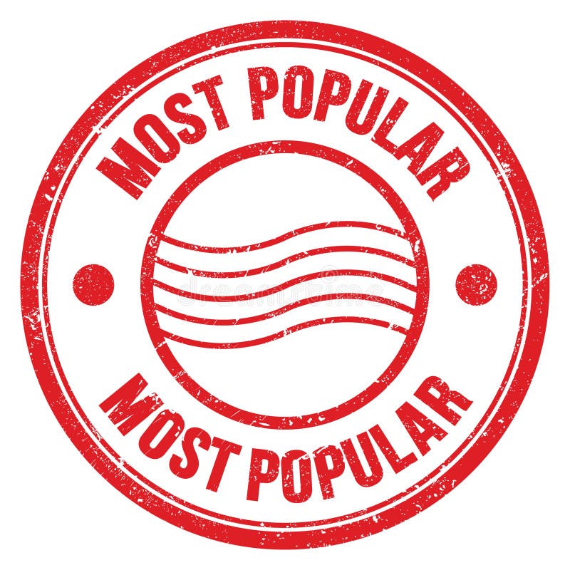 MOST POPULAR Text Written on Red Round Postal Stamp Sign Stock ...