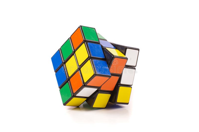 Brain Game Rubik Cube in Hand Isolated on White Background Editorial ... Brain Game Rubik Cube in Hand Isolated on White Background Editorial ...