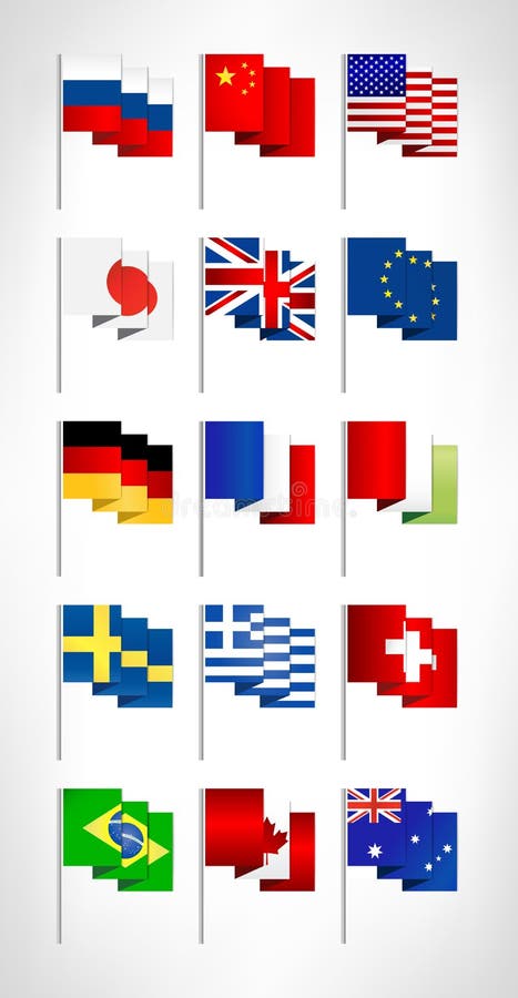Most Popular World Flags Set Stock Vector - Illustration of chinese ...