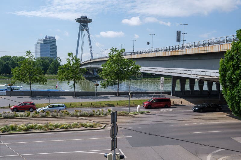 Most SNP Bridge Over the Danube in Bratislava, Slovakia Editorial Stock ...