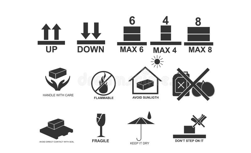 Packaging Symbols Set, Vector Stock Vector - Illustration of dangerous ...