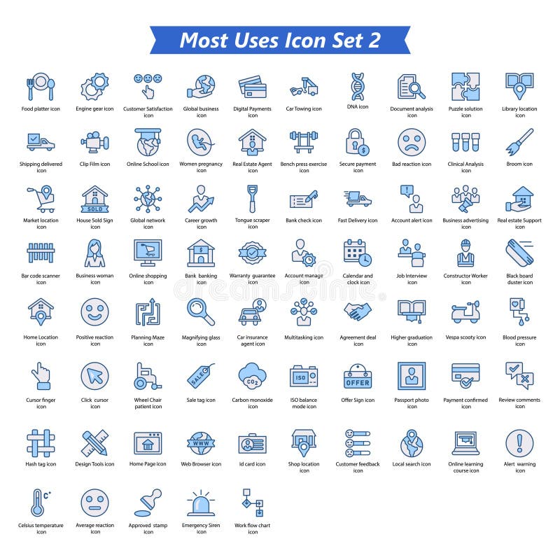 Most Uses Icon Set 2 stock vector. Illustration of food - 298951553