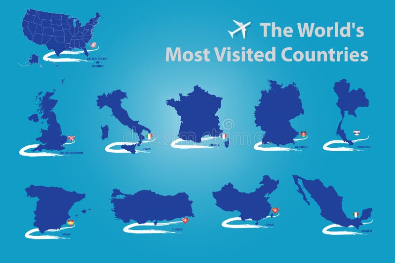 10 Most Visited Countries in the World Vector Stock Vector ...