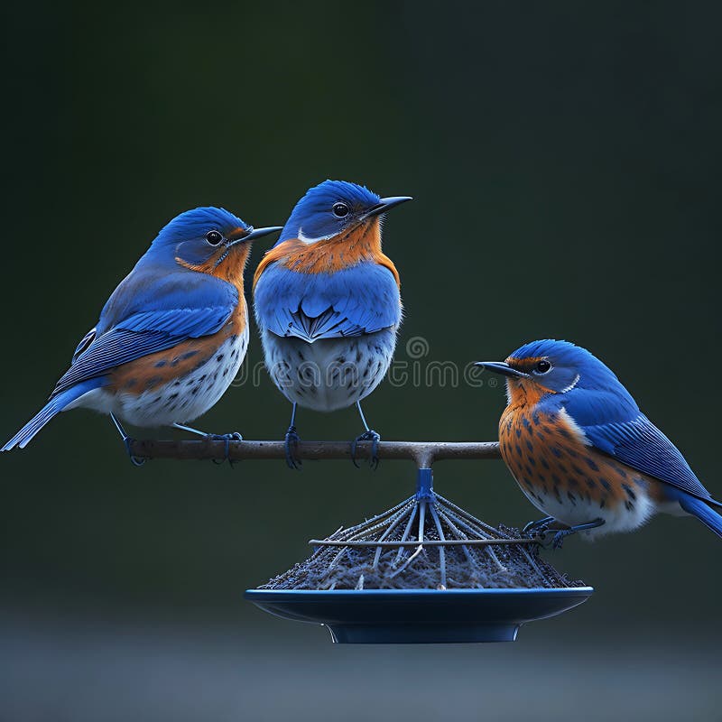 Beautiful Eastern Bluebird Birds, Generated Ai Stock Image - Image of ...