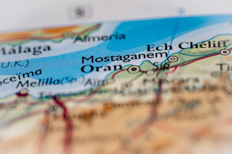 Mostaganem, Algeria Highlighted on a World Map Stock Photo - Image of ...