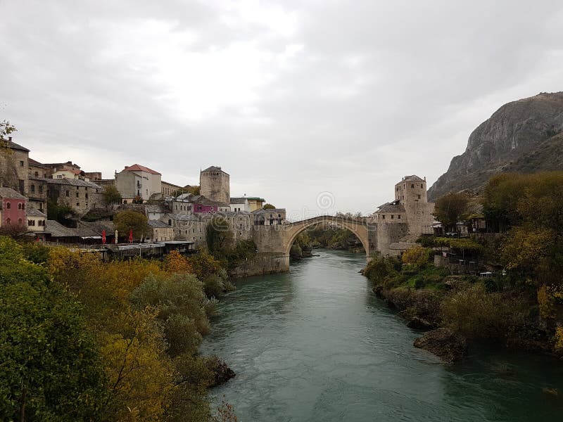 Mostar city view editorial photo. Image of bridge, city - 132962836