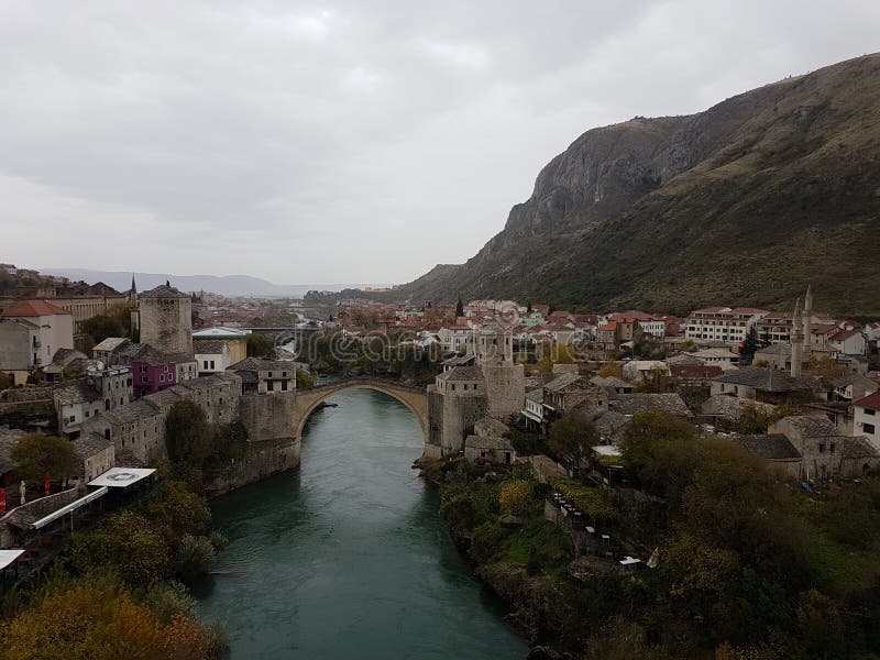 Mostar city view editorial image. Image of mostar, bridge - 132966740