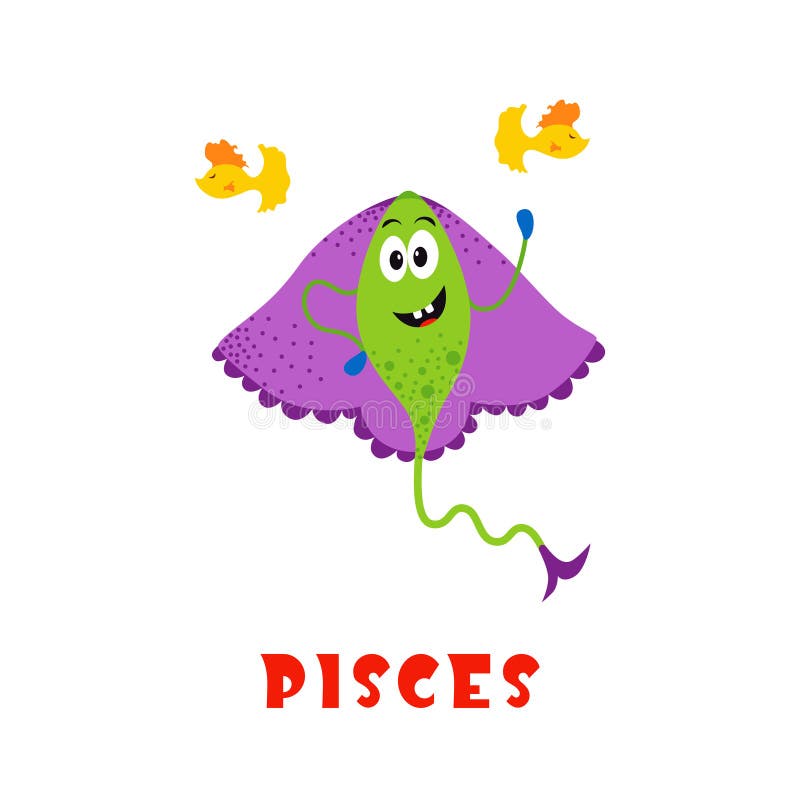 Funny Monsters Horoscope - Pisces - Vector Stock Illustration ...