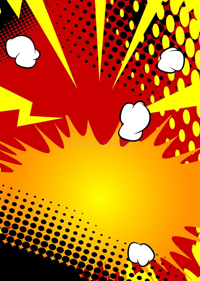 Mostly Red Cartoon Backdrop, Comic Book Background. Retro Vector Comics ...