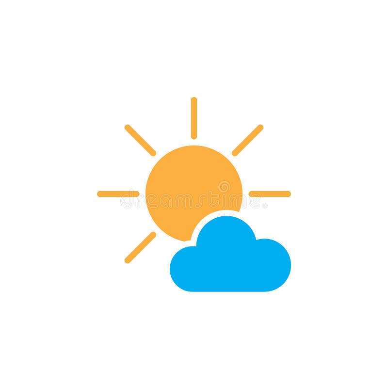 Mostly Sunny Weather Icon Isolated on White Background. Vector ...