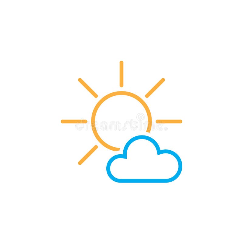 Mostly Sunny Weather Icon Isolated on White Background. Vector ...