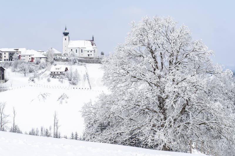 Mostviertel in winter stock photo. Image of village - 212691134