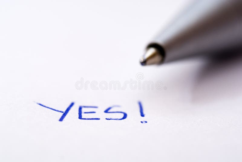 Mot oui image stock. Image du blanc, calligraphie, document - 8098657