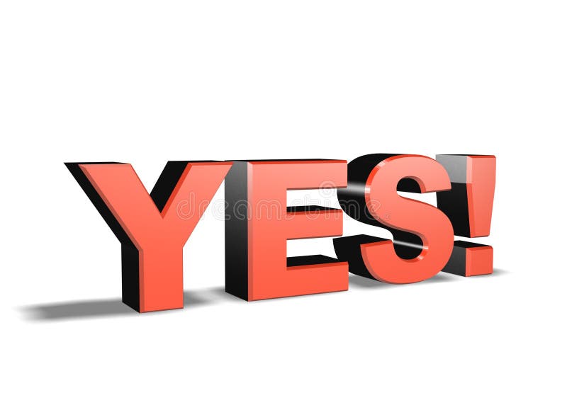 Mot OUI du symbole 3d illustration stock. Illustration du signe - 4645110