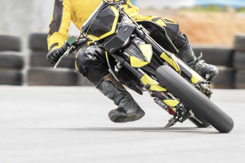 Motard Motorcycle in Corner on Track Stock Image - Image of power ...