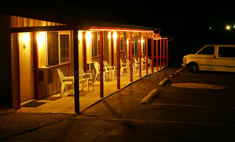 A motel at night stock photo. Image of balcony, hotel - 103738786