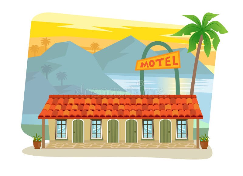 Motel illustration de vecteur. Illustration du sunset - 46312301