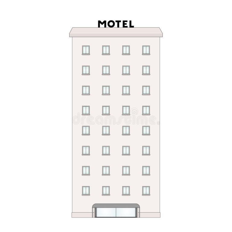 Motel building flat draw stock vector. Illustration of house - 309081298