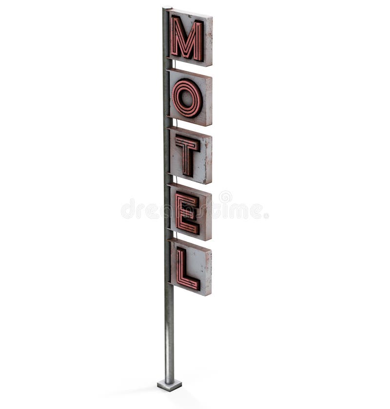 Motel Sign Isolated on White Bckground 3d Render Stock Illustration ...