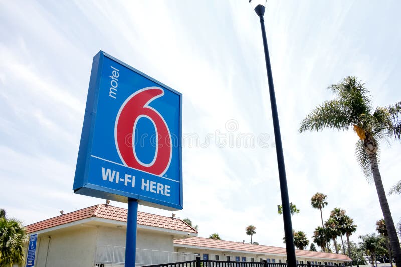 Motel 6 sign editorial photo. Image of elevator, away - 157286376