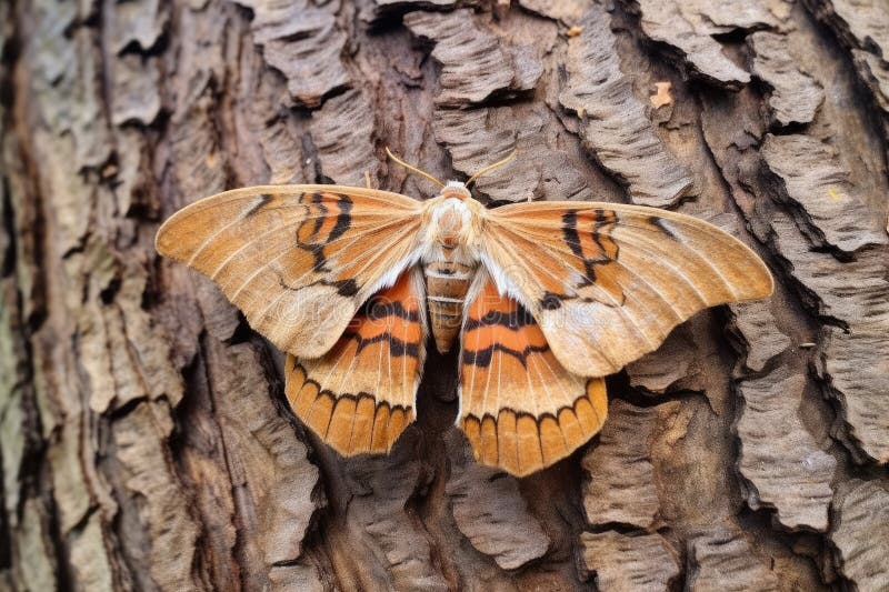 Moth Blending in with a Tree Bark Stock Image - Image of camouflage ...