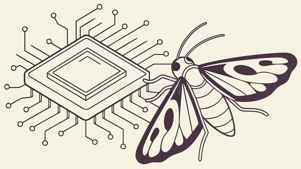 Moth with Circuit Board Wings, Bio-Tech Innovation, Vector Design ...