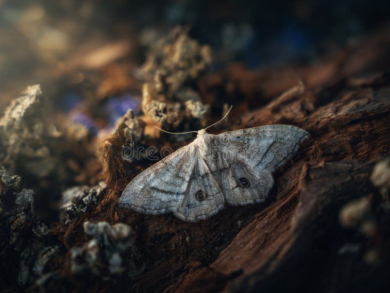 Generative Image. Dusty Moth Resting on Tree Bark in Tranquil Forest at ...