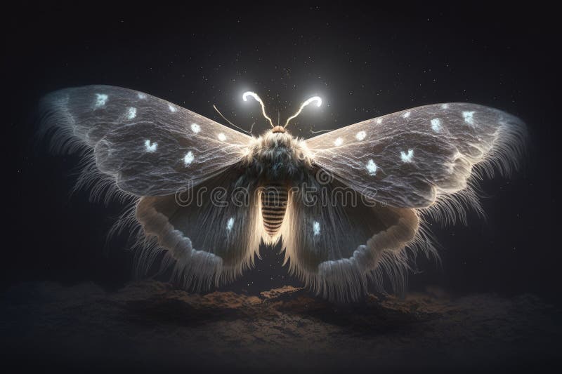 Moth fluttering under moon stock illustration. Illustration of ...