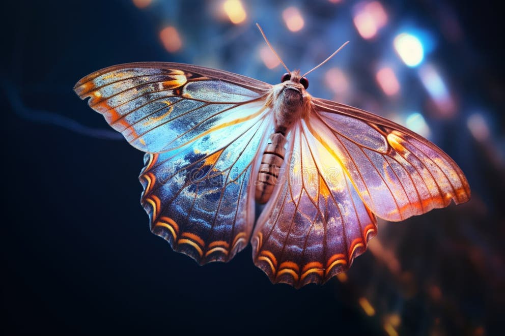 Moth with Glowing Wings. Generative Ai Stock Illustration ...
