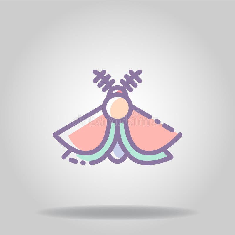 Moth Icon or Logo in Pastel Color Stock Vector - Illustration of flea ...